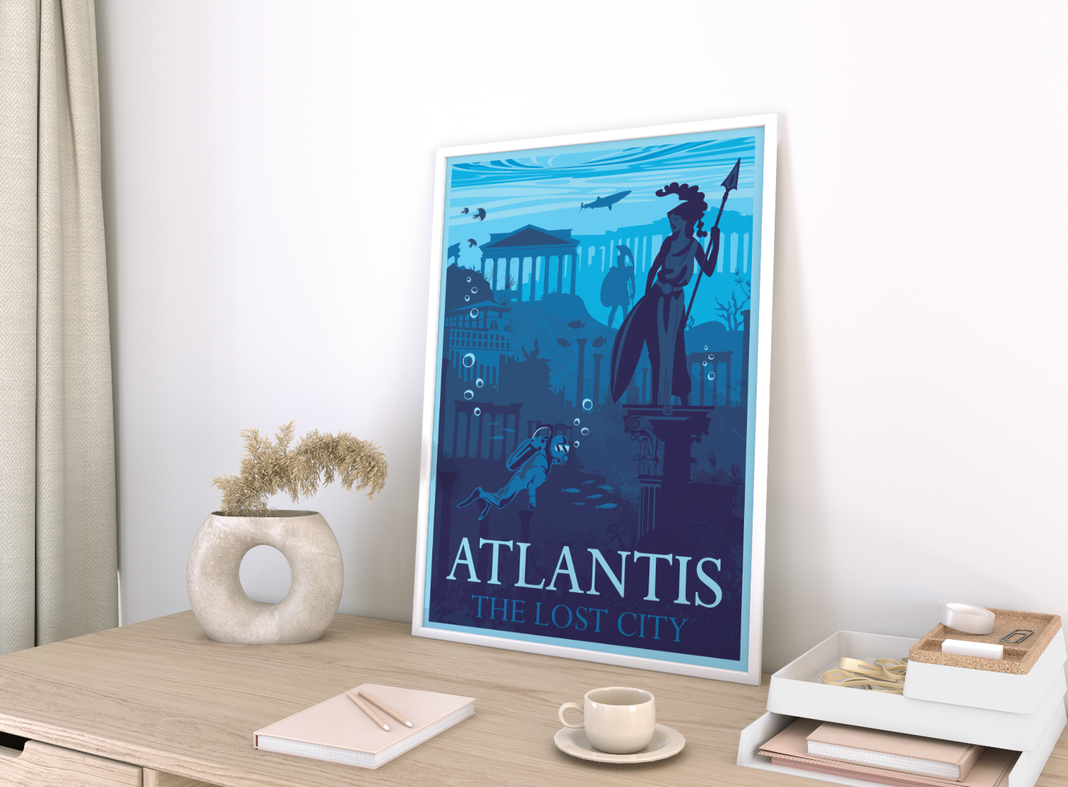 Atlantis Poster - Versunkene Stadt Taucher Bild - MRTK Booker – MrTKBooker